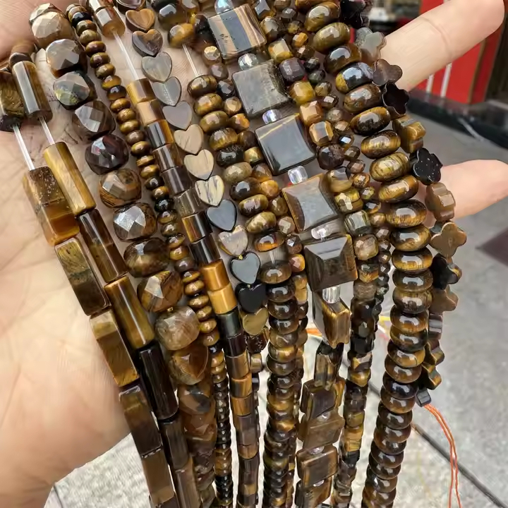 Natural Tiger Eye Cube Cylinder Stone Abacus Beads Rondelle Gemstone ...