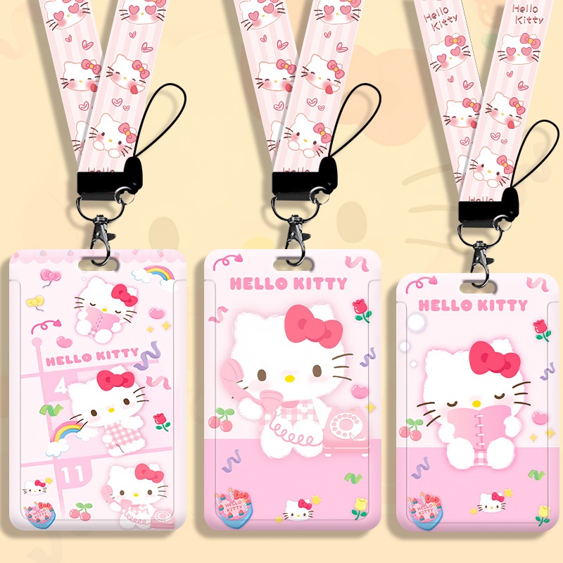 HELLO KITTY Waterproof ID Holder w/Neck Strap Hard Slide Cover for Beep ...