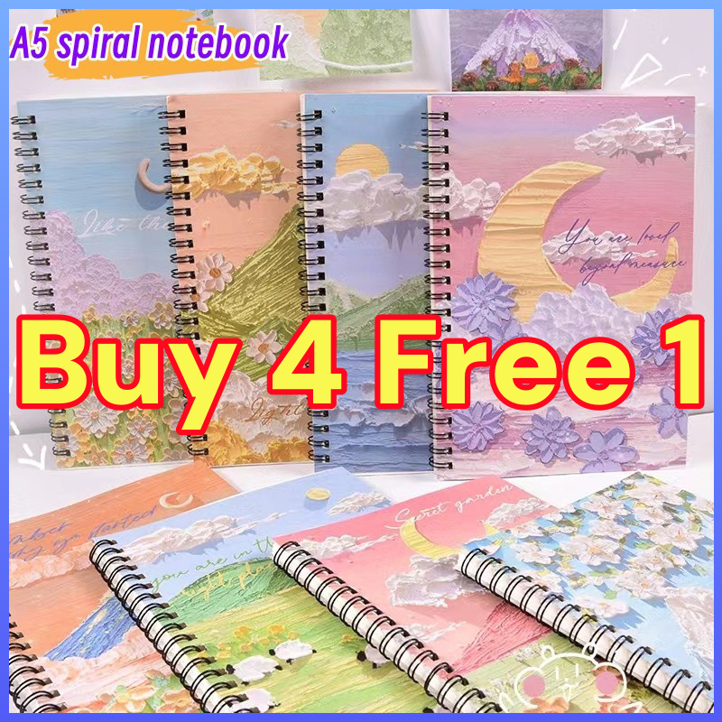 A5 Oil Painting spiral notebook Landscape Aesthetic School Notebook ...
