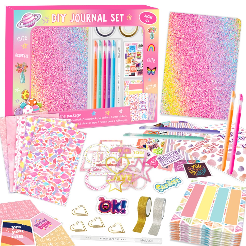 Gilding DIY Diary Set Girls Over 4 Years Old Scrapbook Children Gifts ...