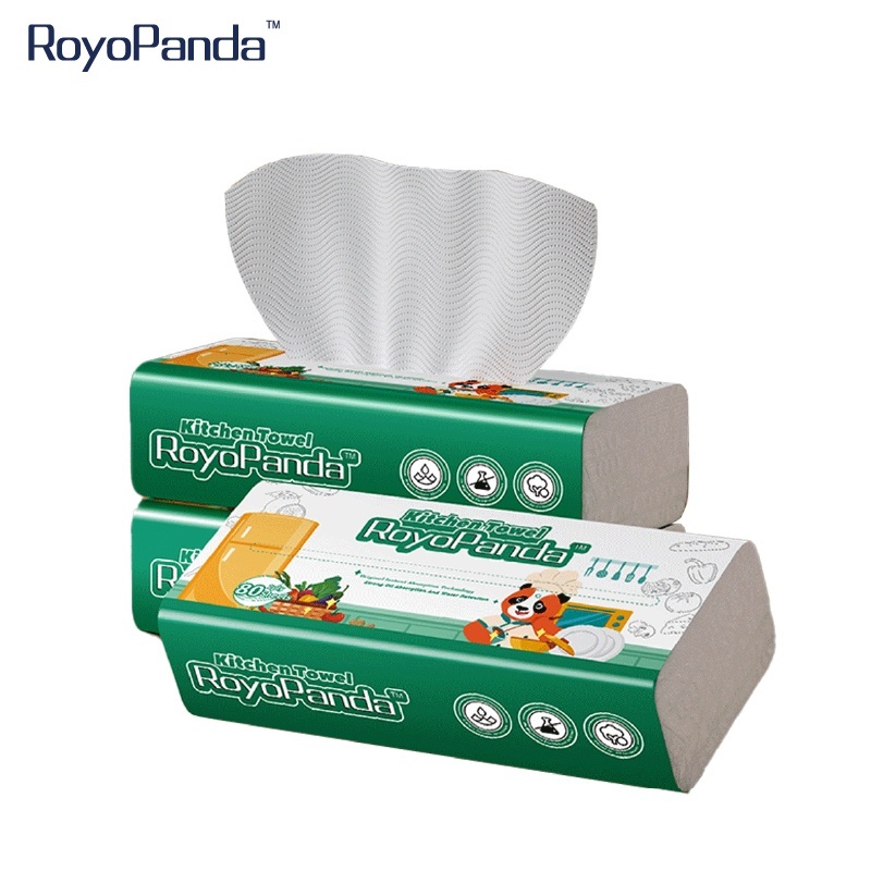 【4 Packs】 Royo Panda Kitchen Paper Towels 190 * 225mm 2 Ply Extra Thick ...