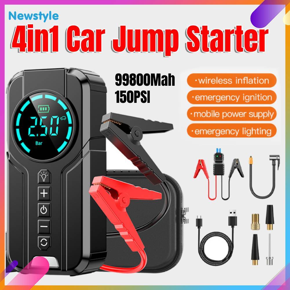 4in1 Car Jump Starter 99800mAh with 150PSI Air Pump Emergency lighting ...
