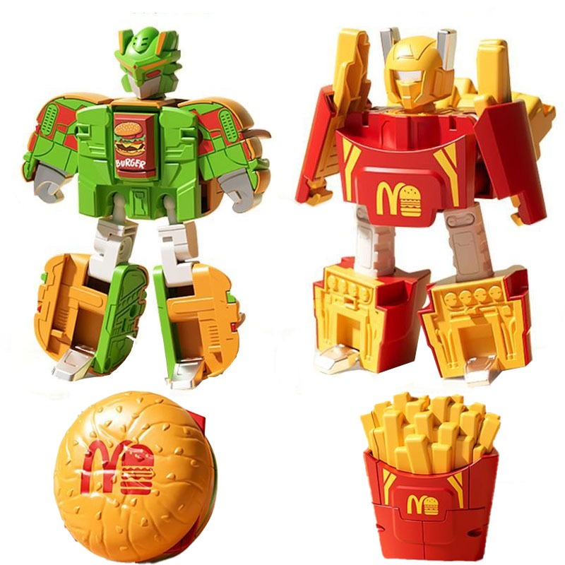 Transformable Robot Burger & Fries - Mech Shape-Shifting Food Toys for ...