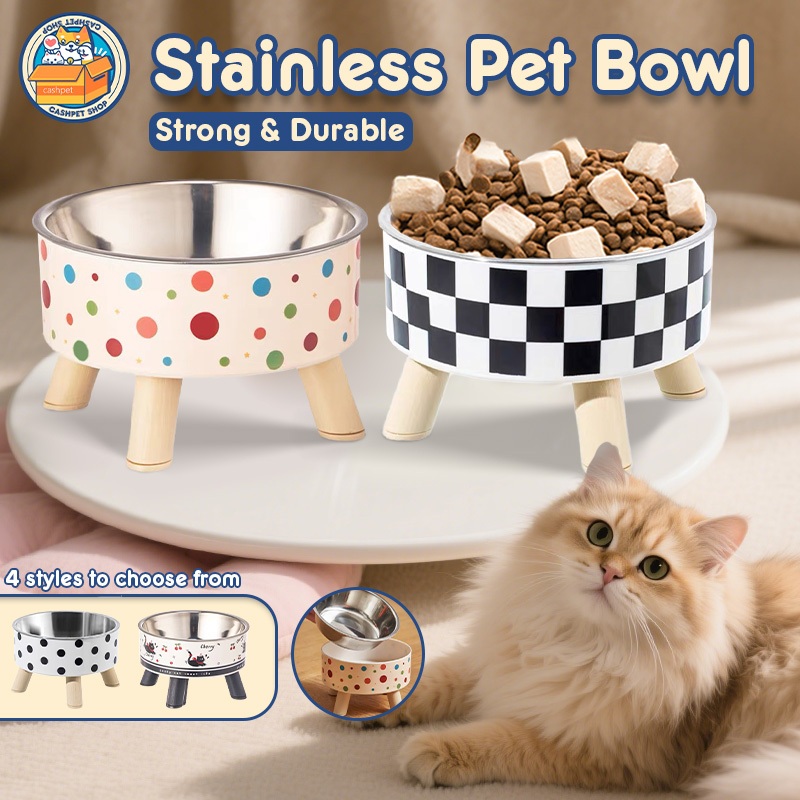 Pet Stainless Bowl Removable Elevated Cat Dog Bowl Bottom Non-Slip ...