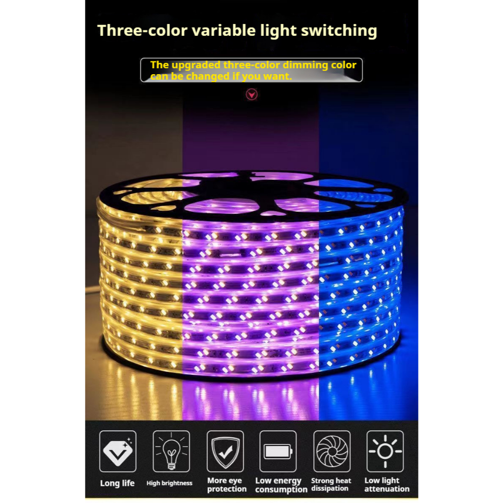 LED strip Light Waterproof 220V 5730 120 LEDs/M TriColor Remote Control ...