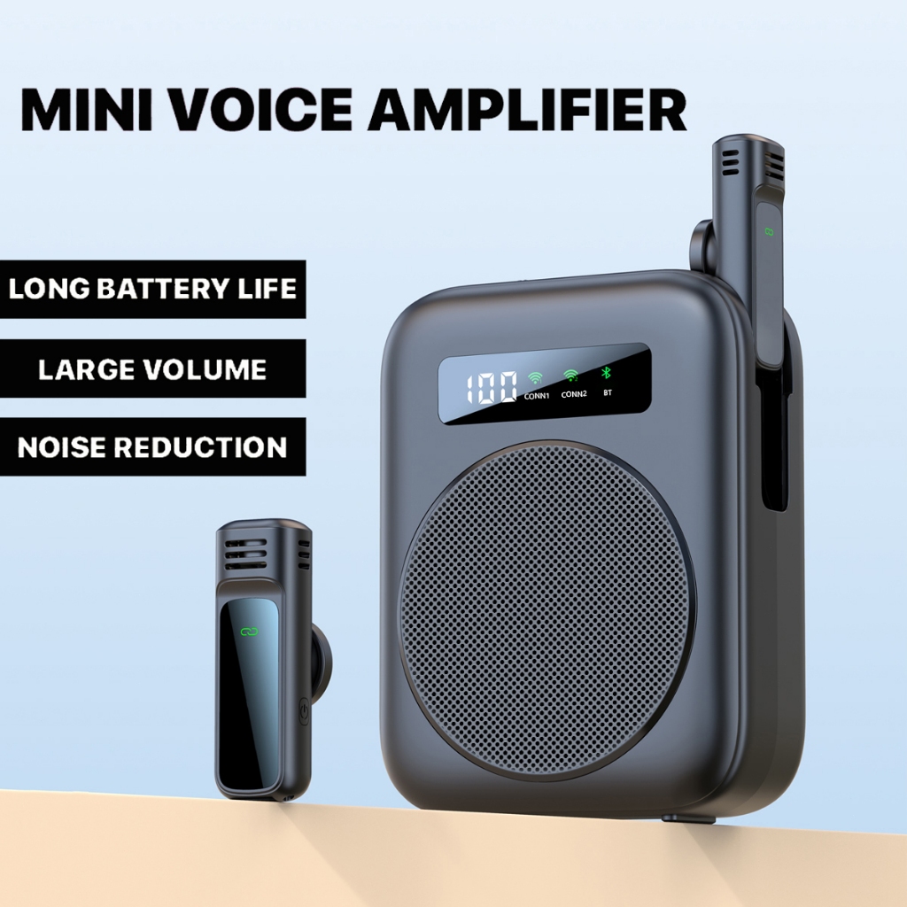 Portable Wireless Voice Amplifier with Two Lavalier Microphone ...