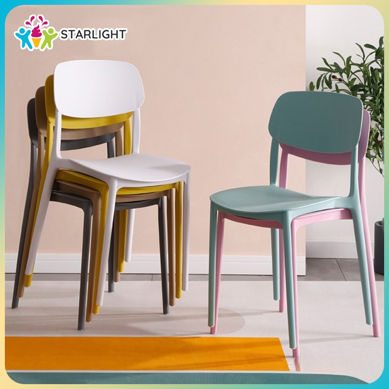 STARLIGHT Nordic Chair Plastic Chair Home Chair Multi-Color Candy Chair ...