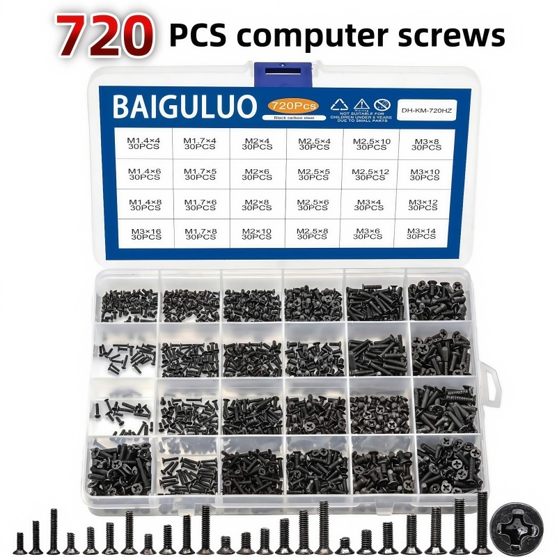 720PCs Mini Laptop Computer Screws Set cross countersunk flat head ...