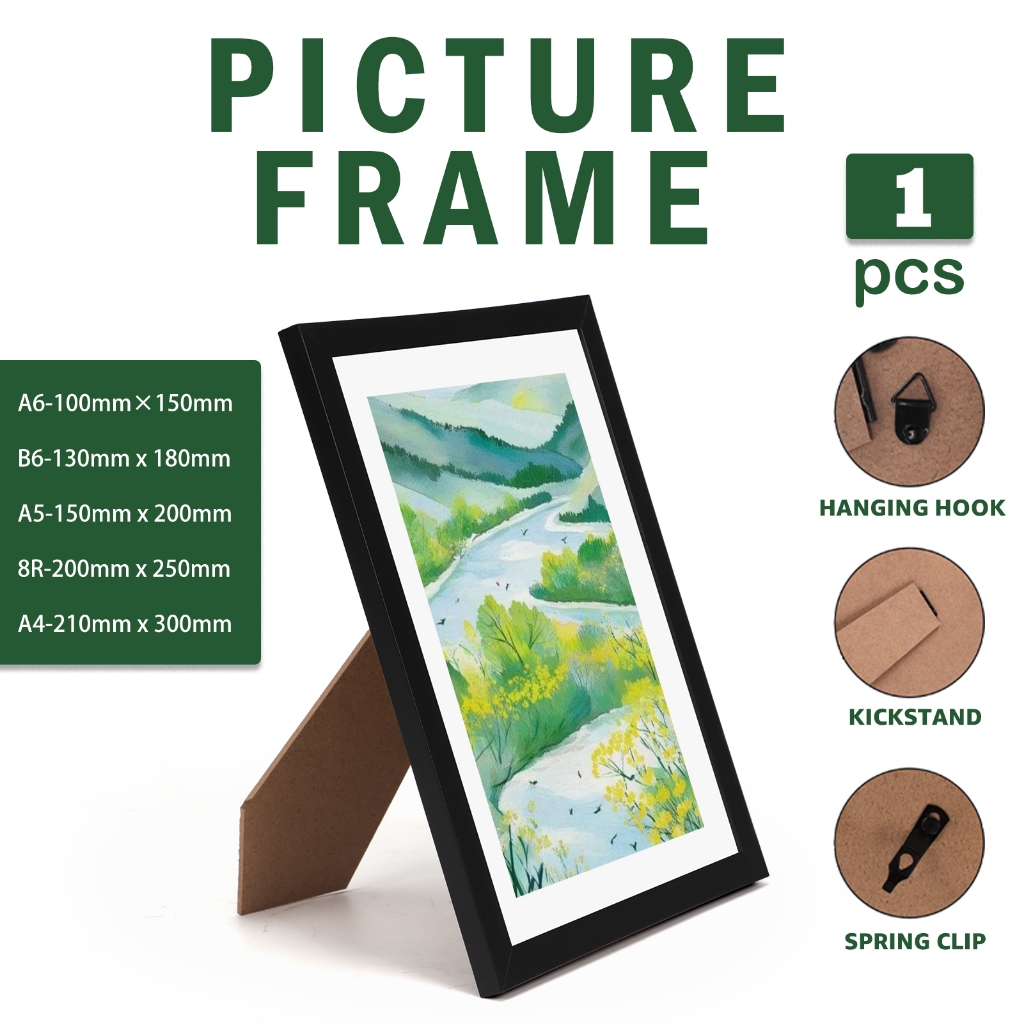 A4/5R/6R Black Picture Frame With Stand Frame Wall Decor Picture Frames ...