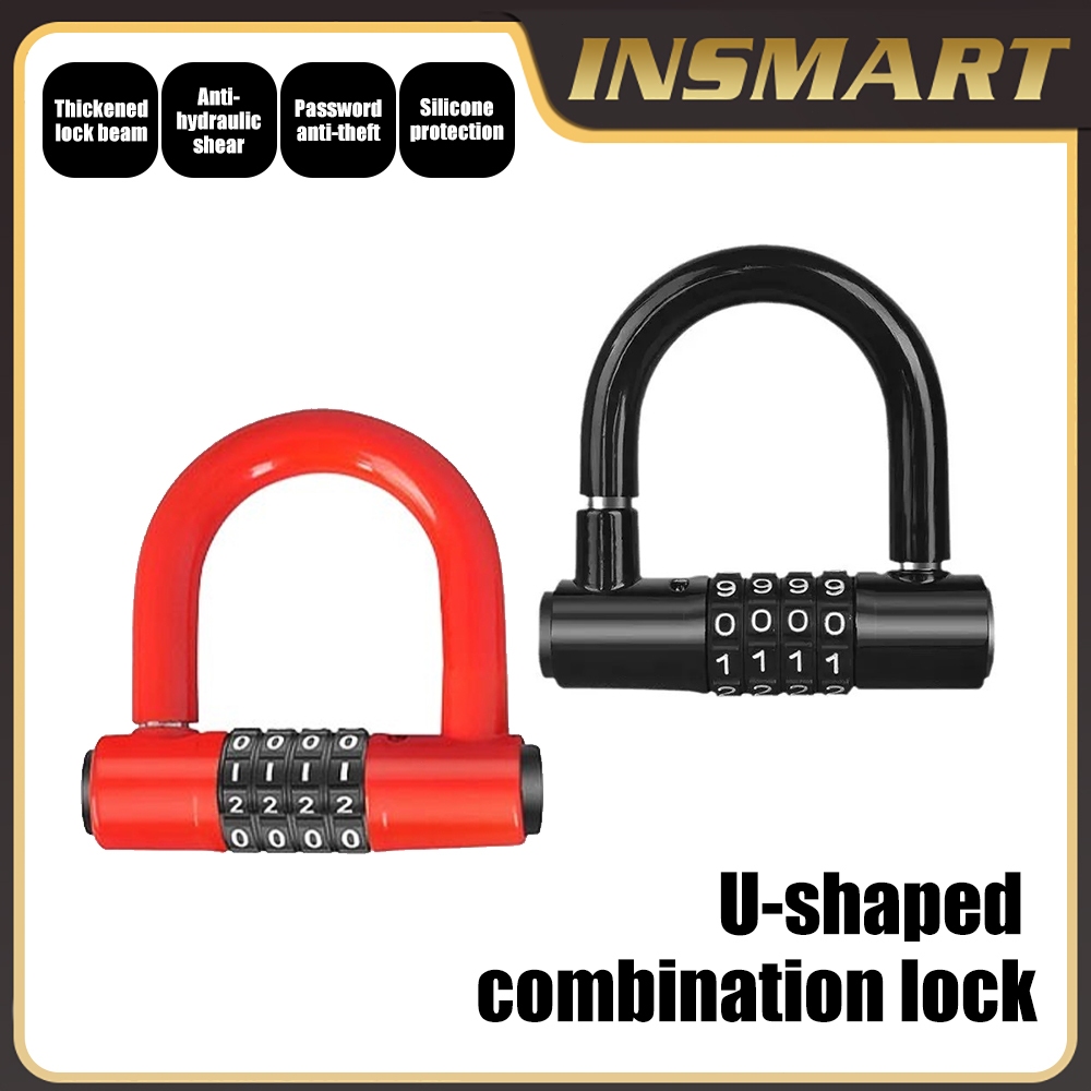INSMART U-shaped Digital Lock Bicycle Lock Aluminum Alloy 4-digit ...
