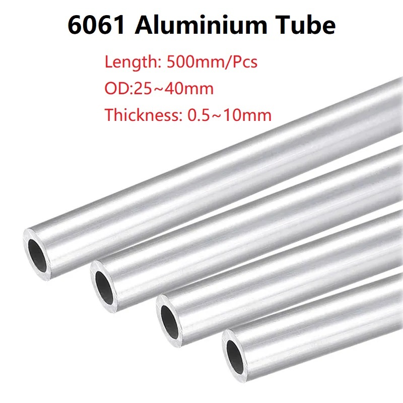 6061 Aluminium Tube Length 500mm OD 25~30mm Inner Straight Round ...