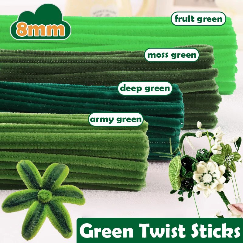 100pcs 8mm New Colorful Dense fuzzy wire pipe cleaner craft flower ...