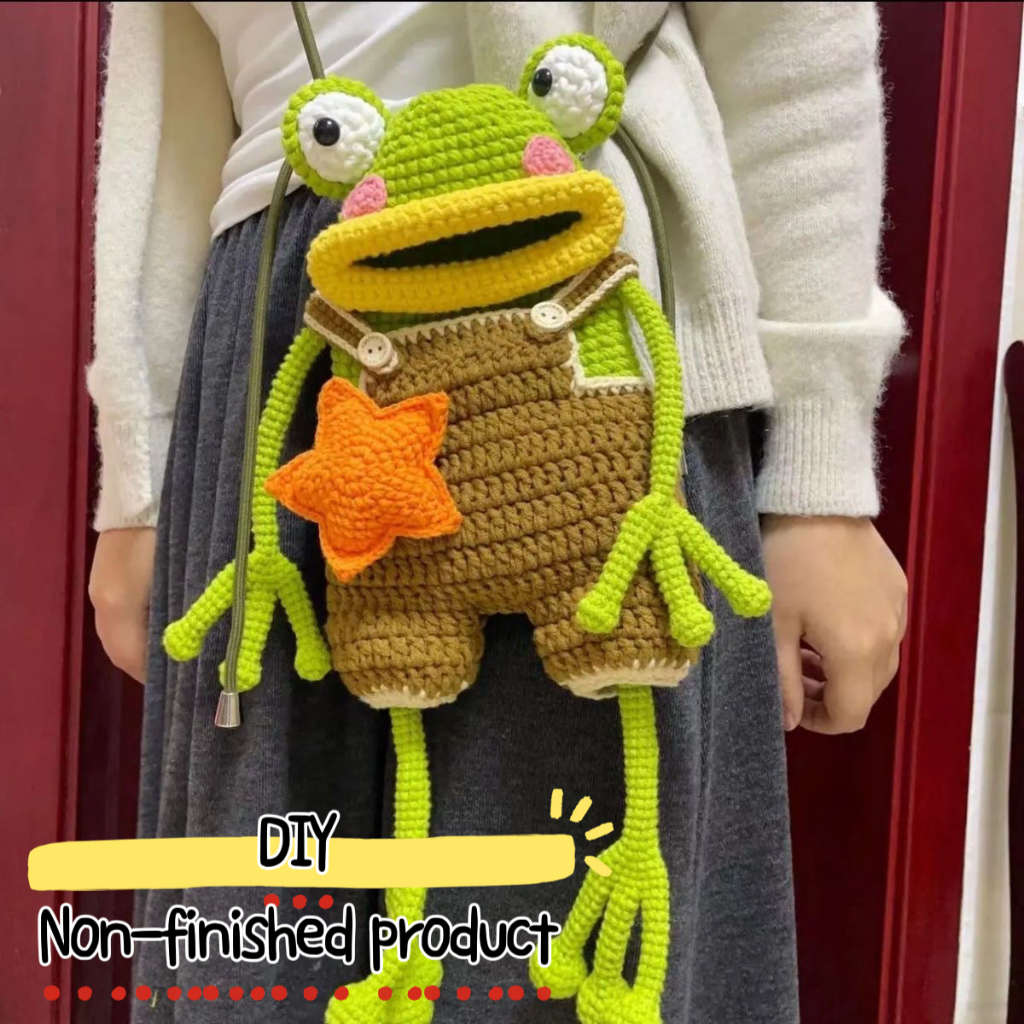 Hand-Crocheted Big-Mouthed Frog Mobile Phone Bag DIY Material Bag Ugly ...