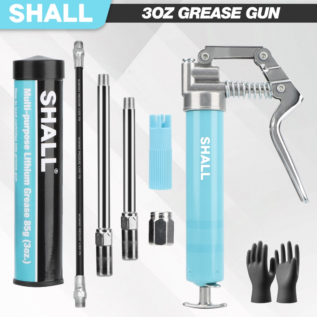 SHALL Mini Grease Gun, Small Grease Gun Kit (3.52OZ Capacity, 3000PSI ...