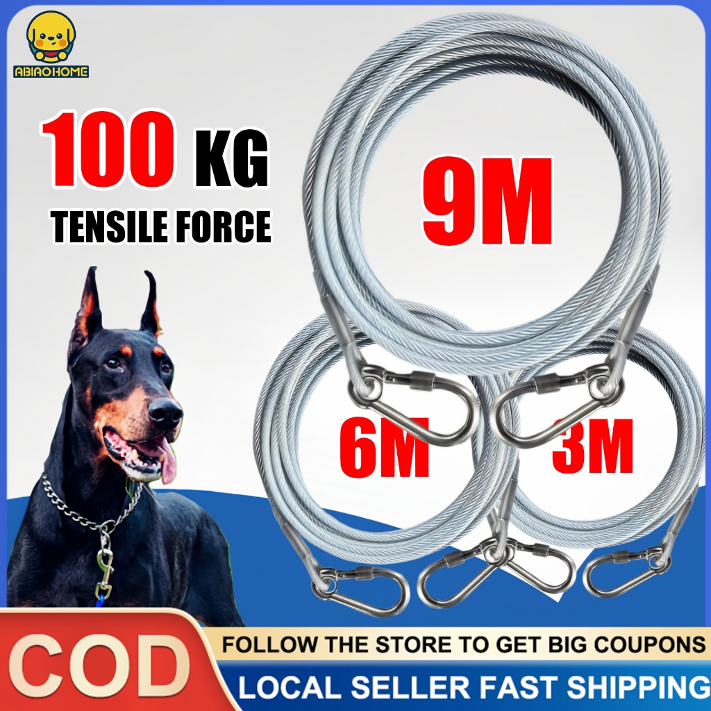 3-9M pet leash, steel dog leash, durable anti-bite dog chain, rust ...
