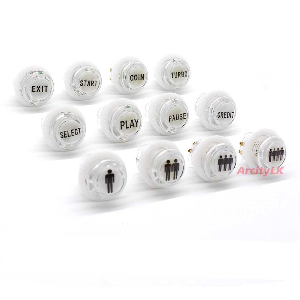4 Pcs/Lot 24mm Arcade LED Push Buttons Illuminated COIN 1P 2P 3P 4P Select Start Turbo Pause ...