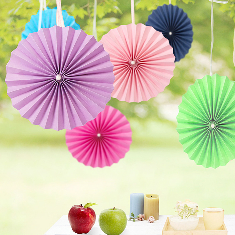 Hanging Paper Fan Folding Fans Wall Decor Flower Tea Birthday Festival ...