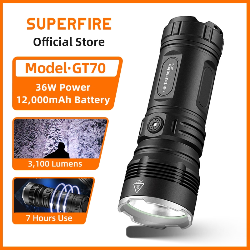 SUPERFIRE GT70 36W High Power LED Waterproof Flashlight Torch With ...