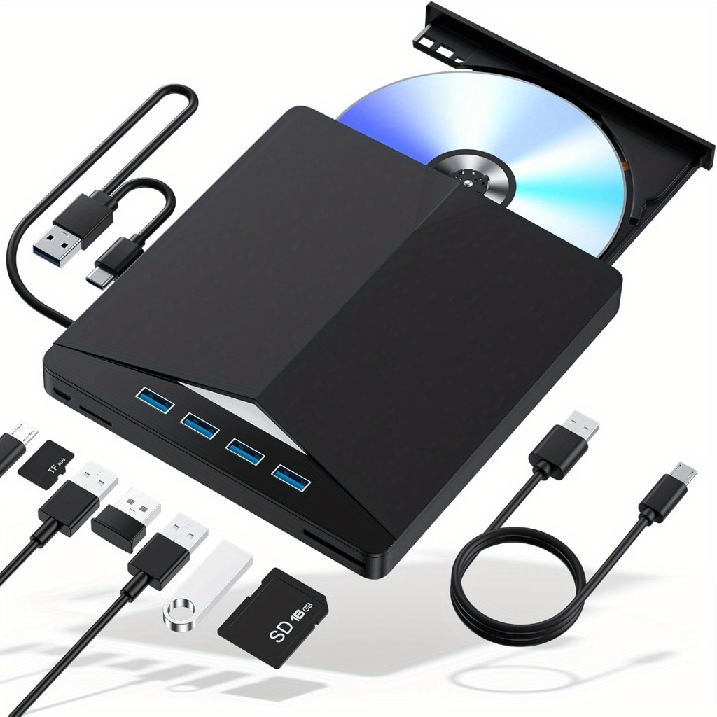 External CD/DVD Drive for Laptop - 7 in 1 USB 3.0 DVD Player for Laptop ...