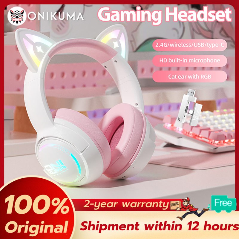 ONIKUMA GT838 Wireless Gaming Headset Bluetooth 5.3 Cat Ears E-Sports ...