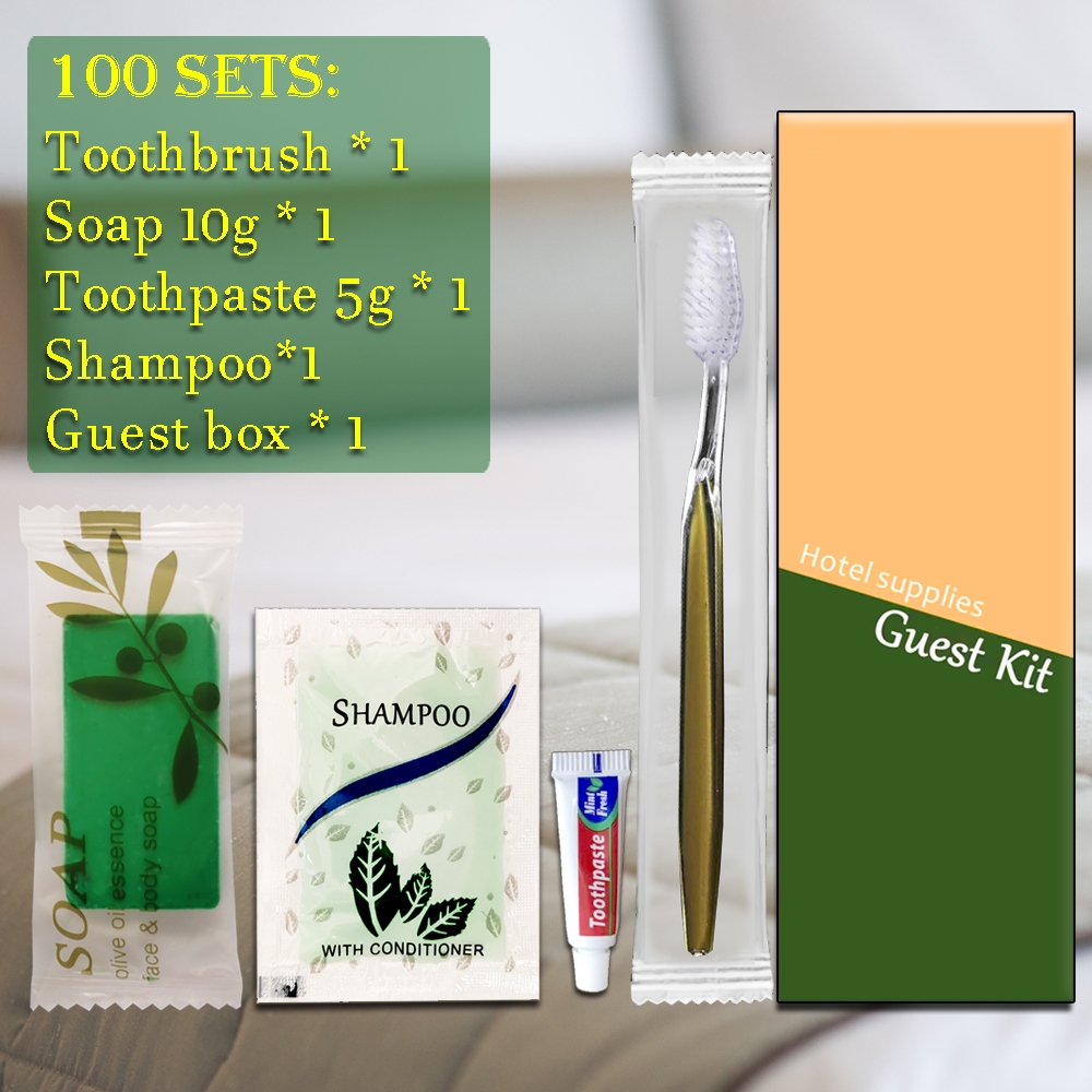 100 sets guest kit guest kit Hotel supplies with toothbrush toothpaste ...