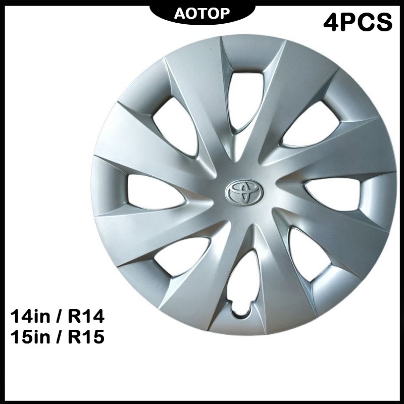 4PCS Set with TOYOTA logo Silver with Logo Universal Wheel Cover Hub ...