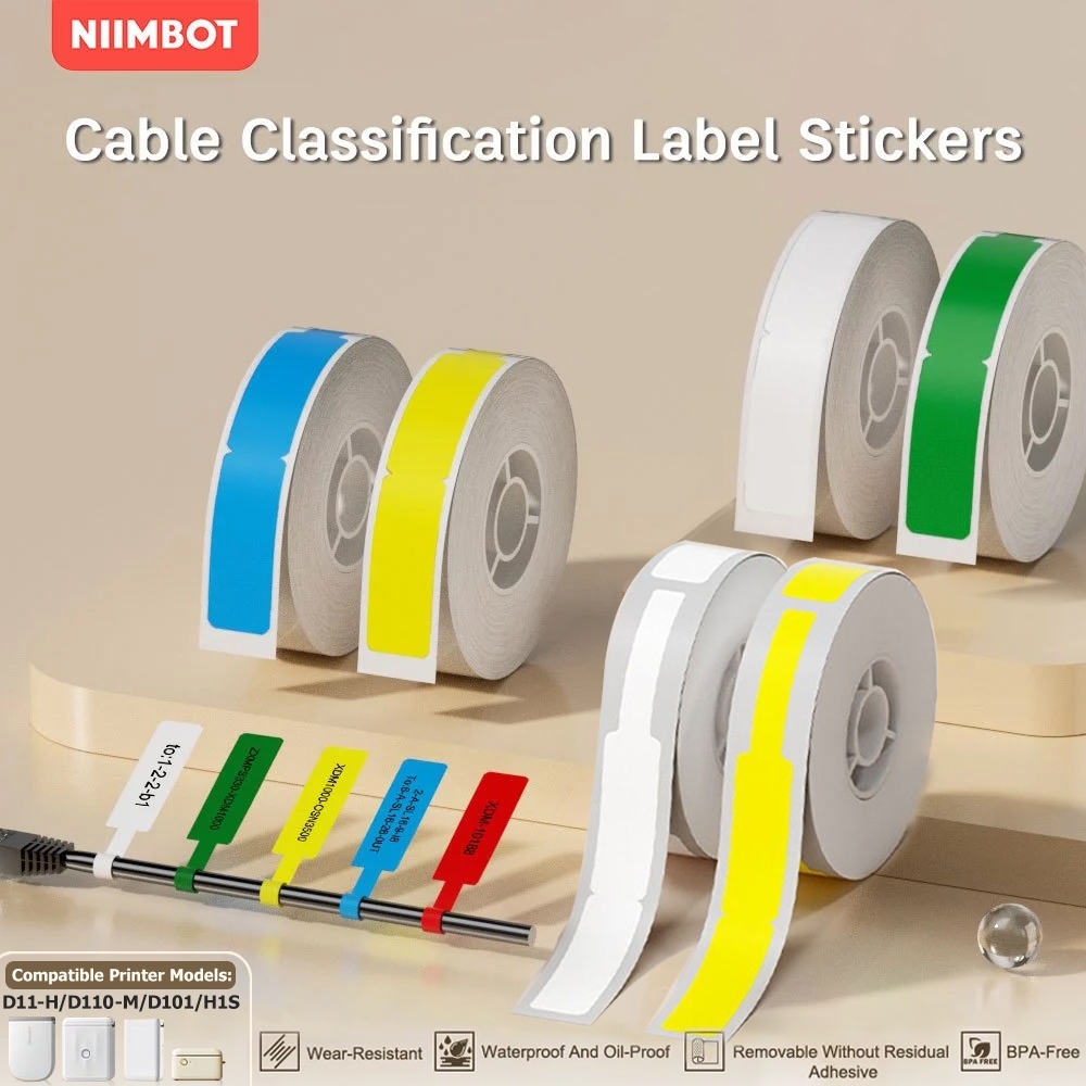 NIIMBOT Cable Label D11/D110 Paper Data Line Identification Fiber Wire ...