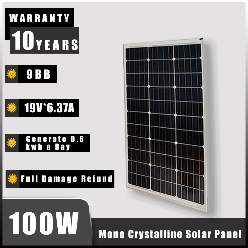 9BB Solar Panel 【100 Watts】Monocrystalline 100W Solar Panels IP67 ...