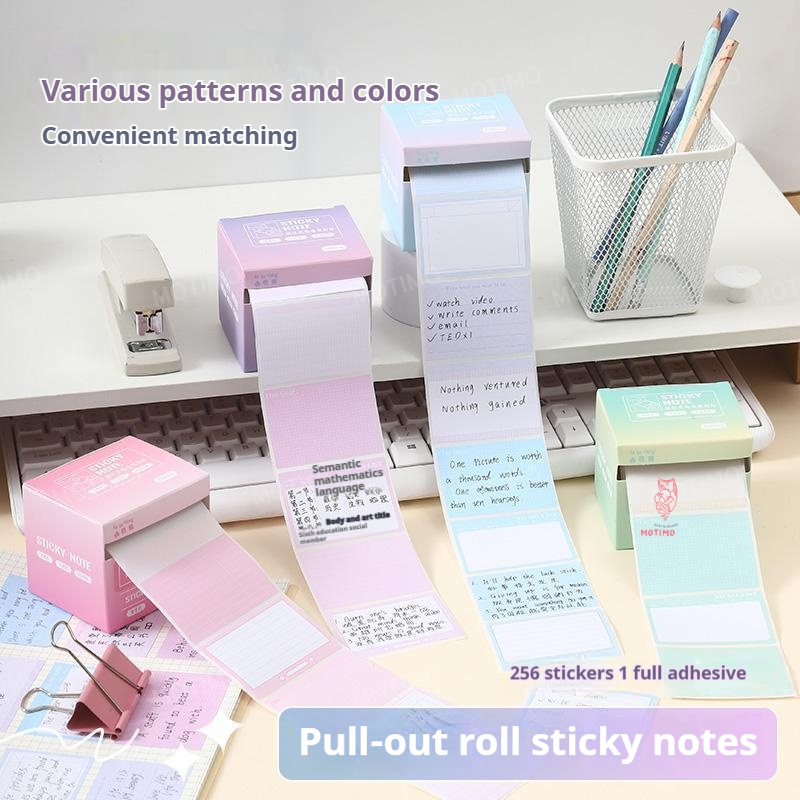 From PH Sticky Notes Roll Tape Pull Out Dispenser Boxes Self-Stick Memo ...