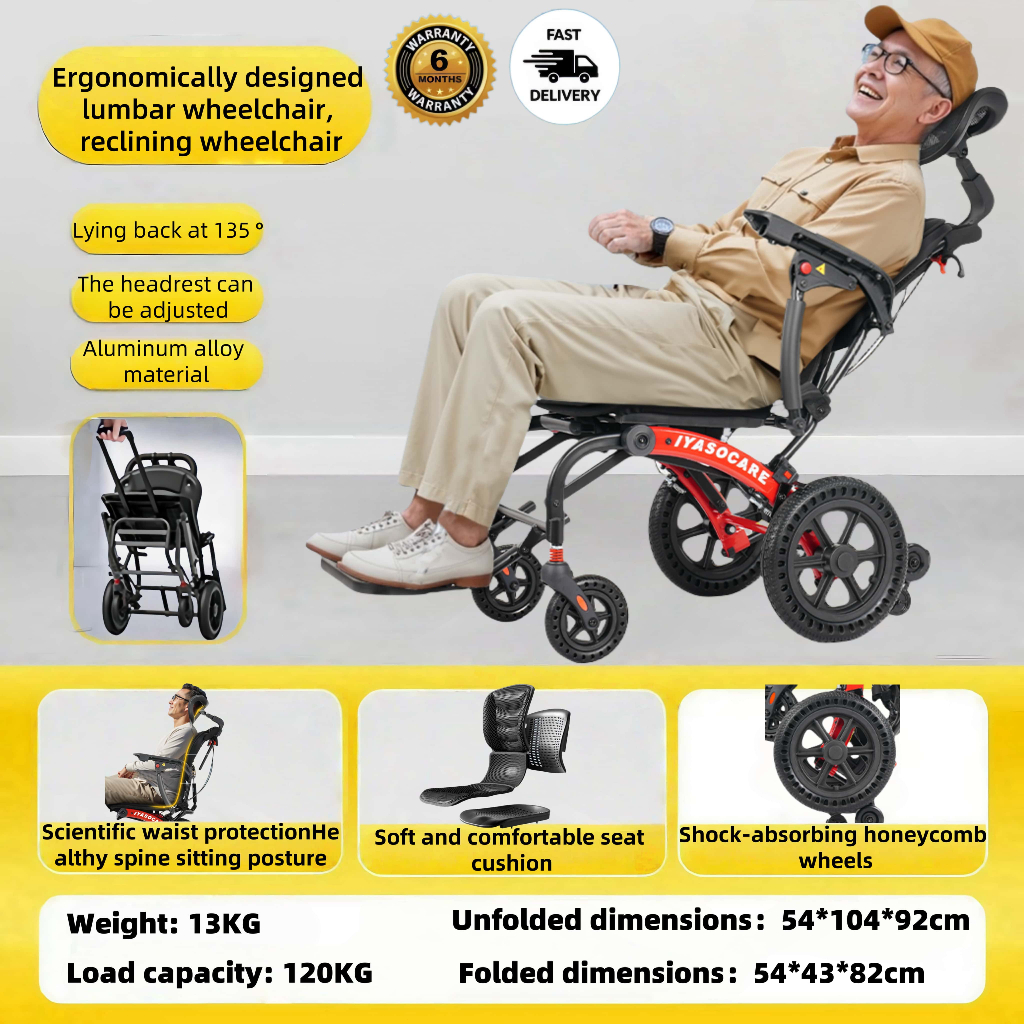 KANBEIO Ergonomic reclining wheelchair- can recline 135 ° | Wheelchair ...