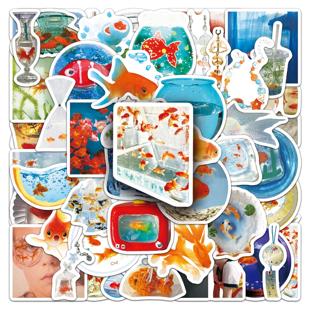 Ins Style 50Piece Cute Goldfish Journal Stickers For Laptop Scrapbook ...