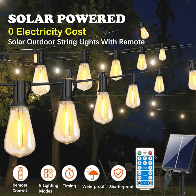 15/10/7M Solar LED Bulbs String Lights Outdoor Waterproof Patio Lights ...