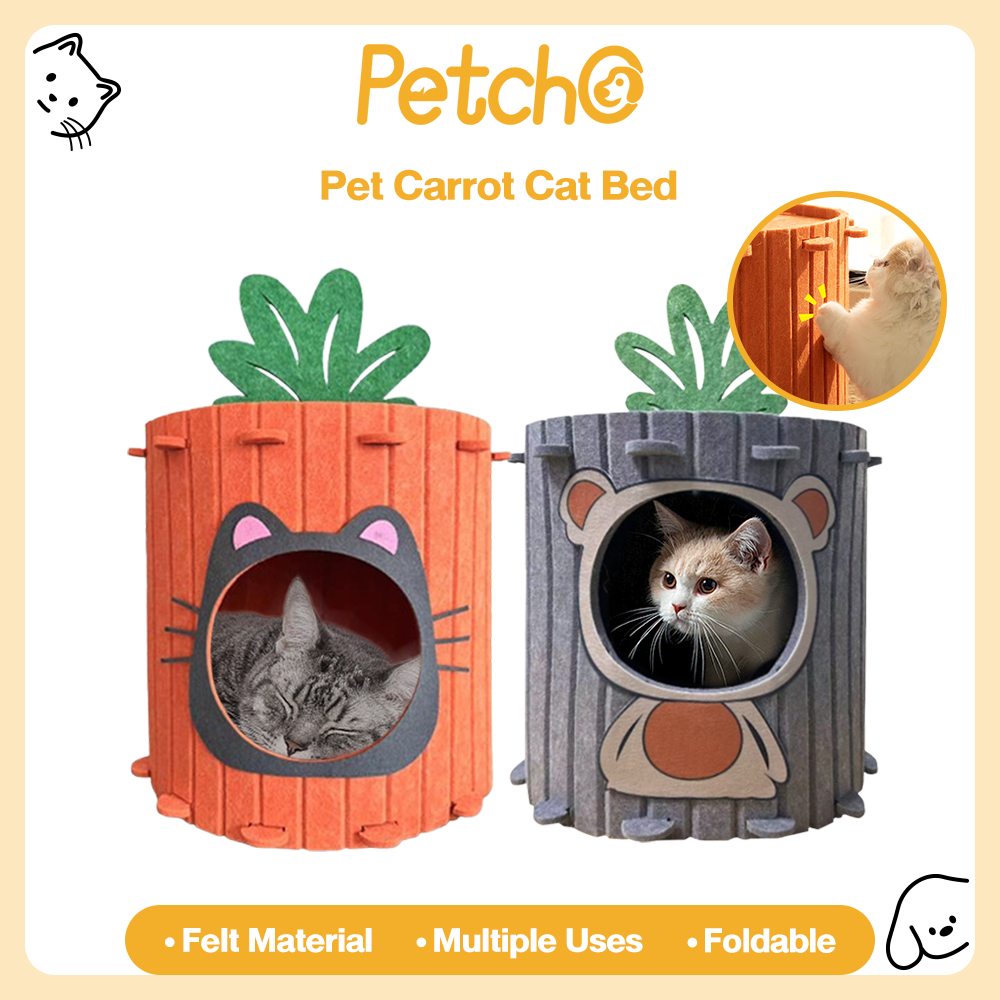 Petcho Carrot Cat Bed Stackable Felt Cat Bed Tree Hole Cat Toy Bed ...