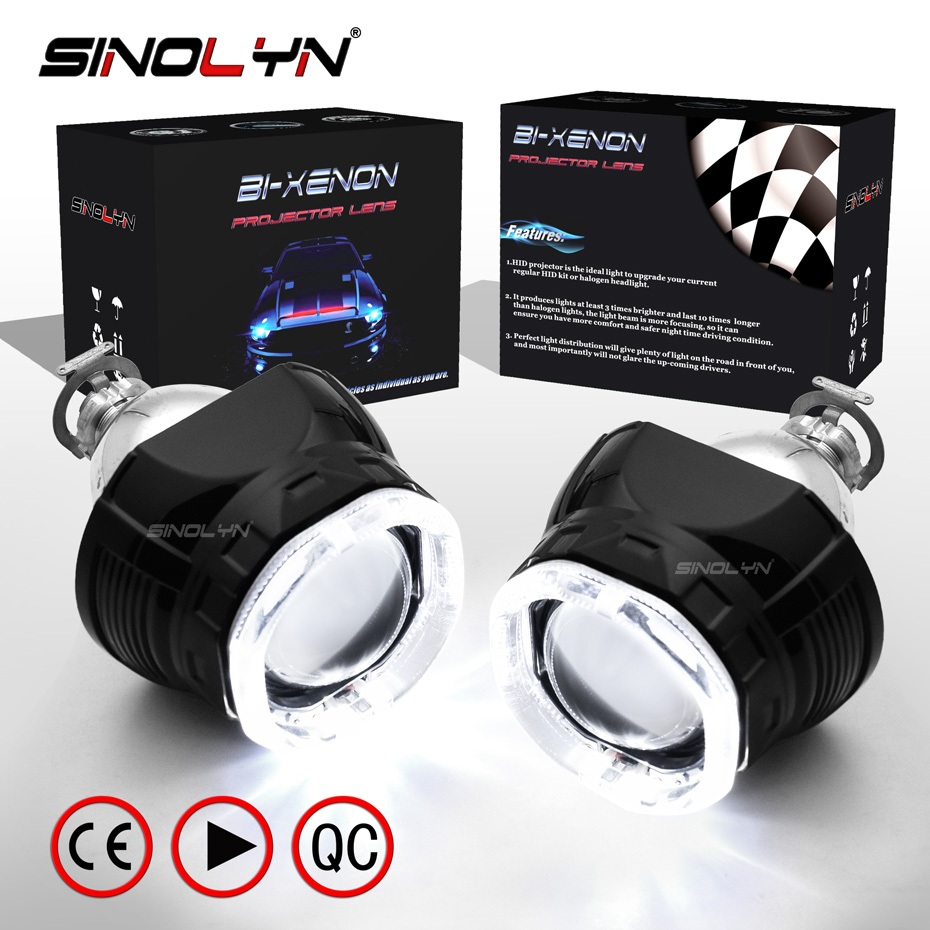 Sinolyn Black Projector Lens H4 H7 Bi-xenon Angel Devil Eyes Headlight ...