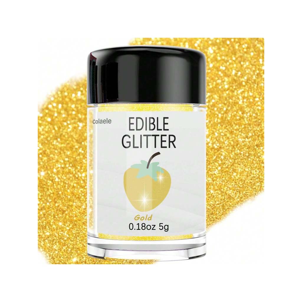 Gold Edible Glitter - 5g Food Grade Cake Decorating Shimmering Glitter ...