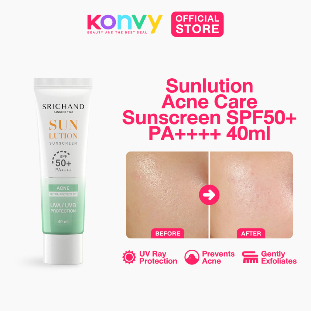 Srichand Sunlution Acne Care Sunscreen SPF50+ PA++++ 40ml | Shopee ...