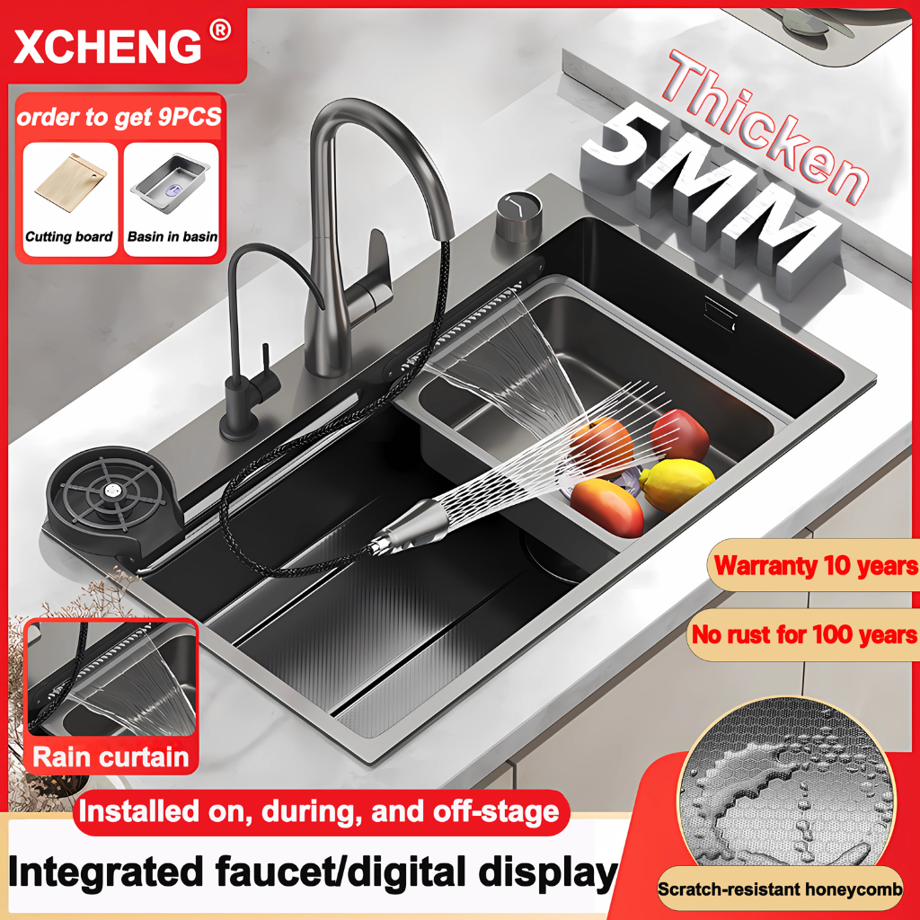 304 Black waterfall Sink lababo stainless complete set sink stainless ...