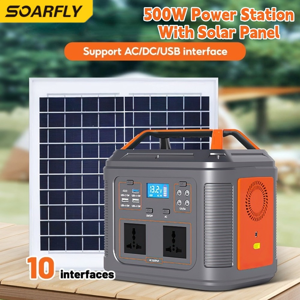 SOARFLY Power Station with solar Portable 220v 500w Multifunctional ...