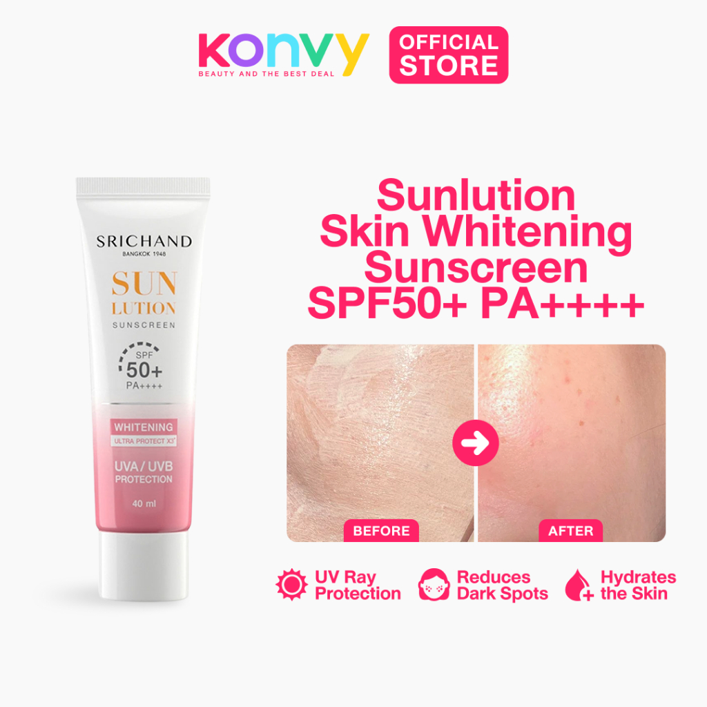 Srichand Sunlution Skin Whitening Sunscreen SPF50+ PA++++ 40ml | Shopee ...