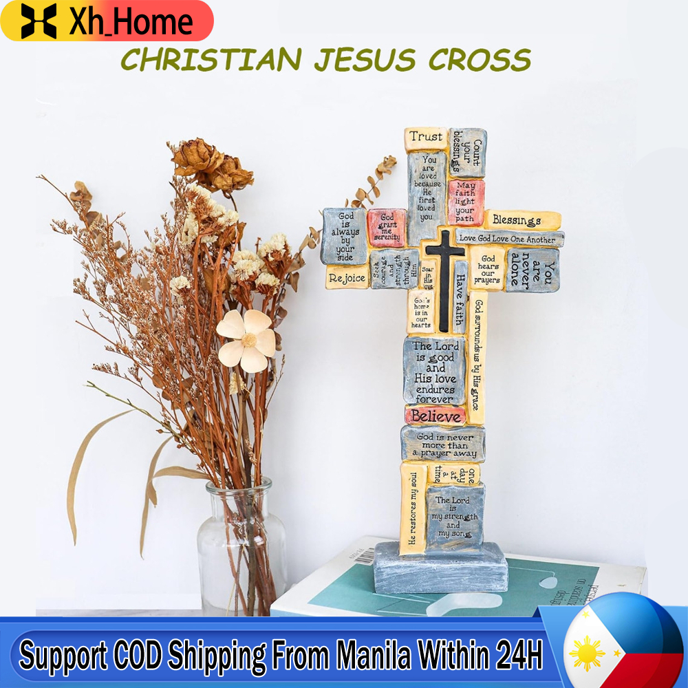 Jesus christ statue Scriptures Cross Christian Jesus Prayer Figurines ...