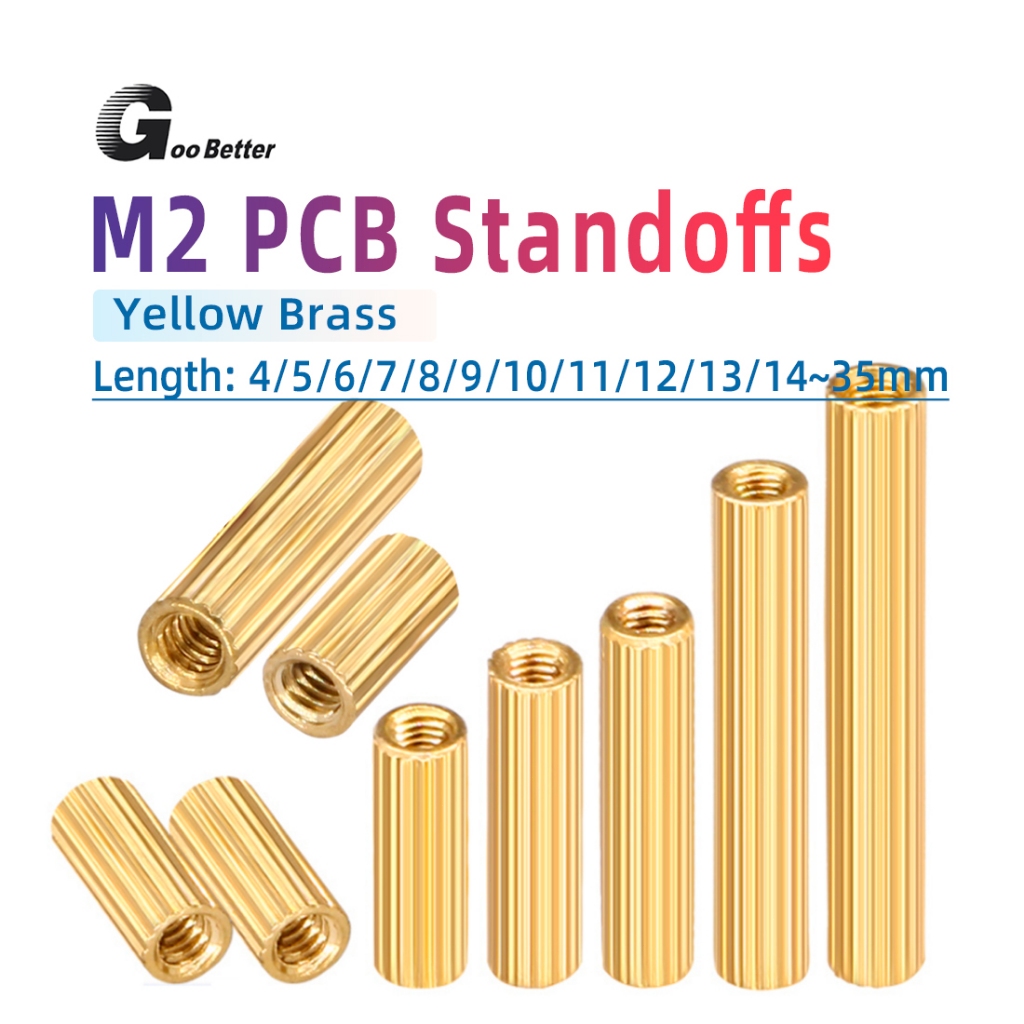 2mm Brass Copper Round Knurling Standoff Support Spacer Pillar for PCB ...
