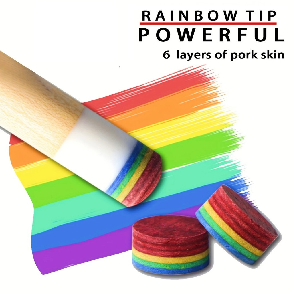 14mm Billiards Rainbow Pool Cue Tips 6 Layers M Hardness For Tako ...