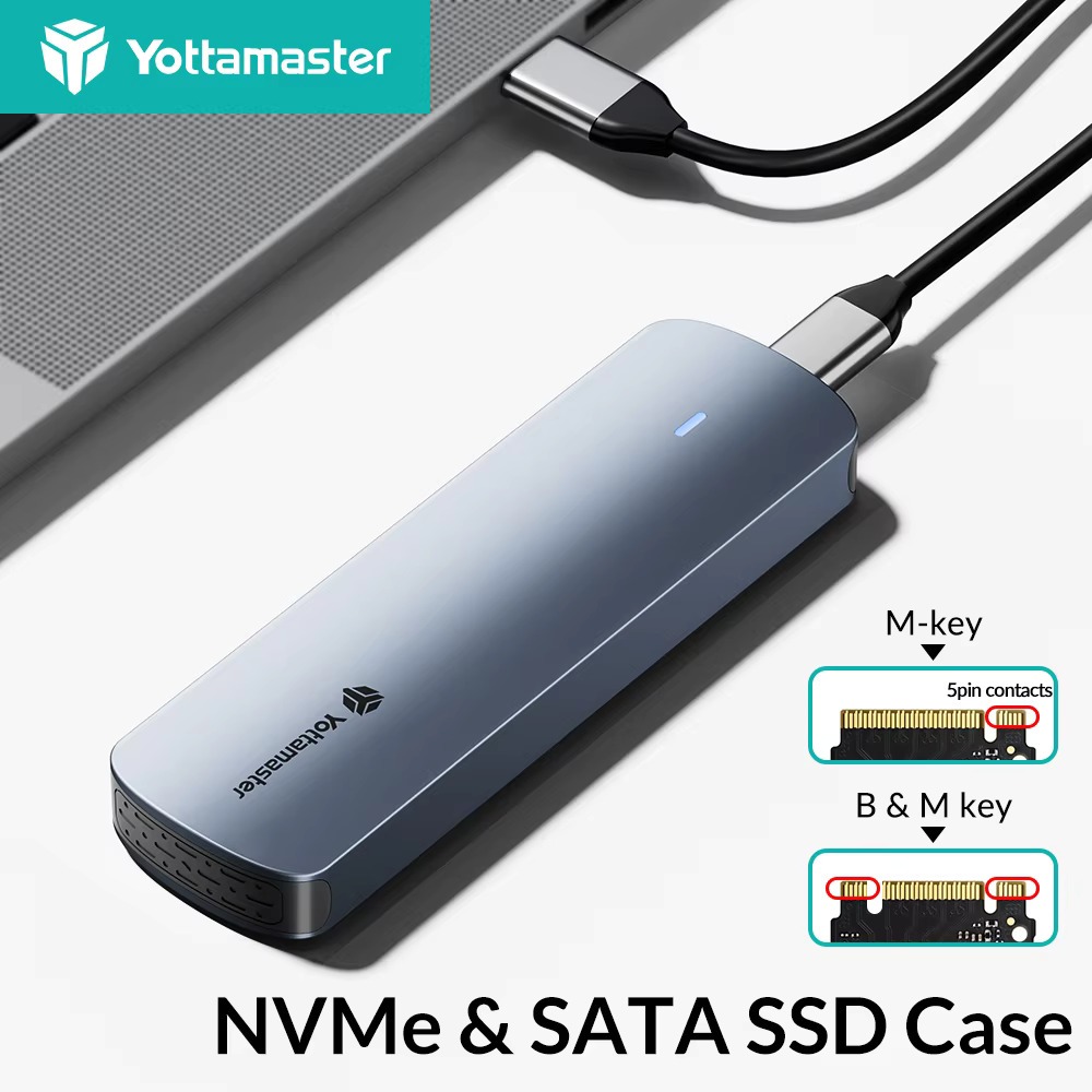 Yottamaster NVMe SATA SSD Case Type C 10Gbps NVMe PCIE and 5Gbps SATA ...