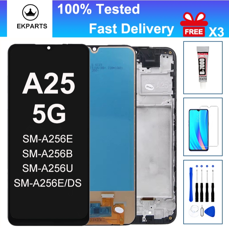 6.5" Tested LCD For Samsung A25 A256 SM-A256B/DS Display Touch Screen ...