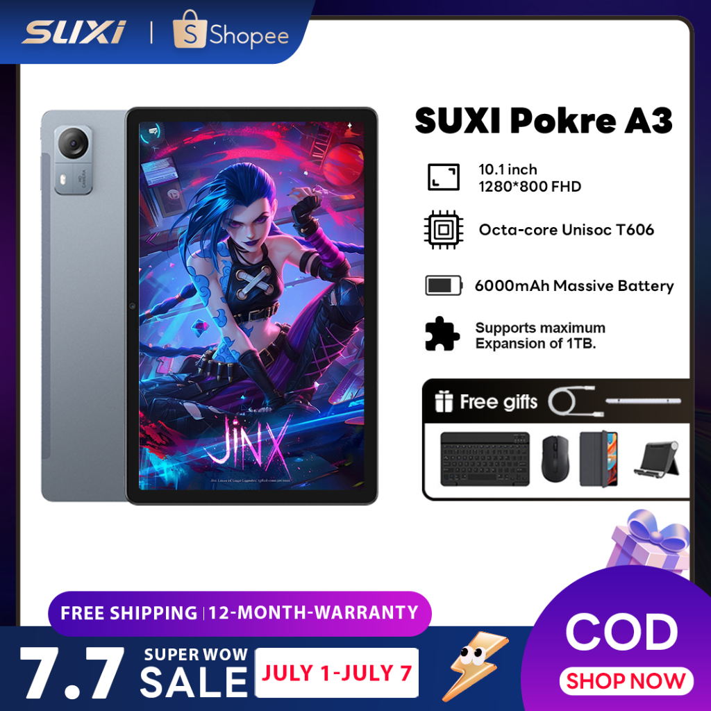SUXI A3 Tablet Android kids 10.1" 12+128GB 6000mah Dual SIM Slot Gaming ...