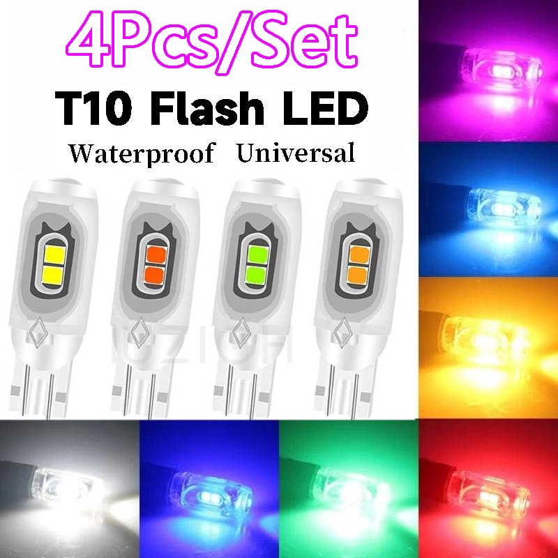 4pcs T10 Led Bulb Blinker Signal Light For Motorcycle Park Light Flash ...