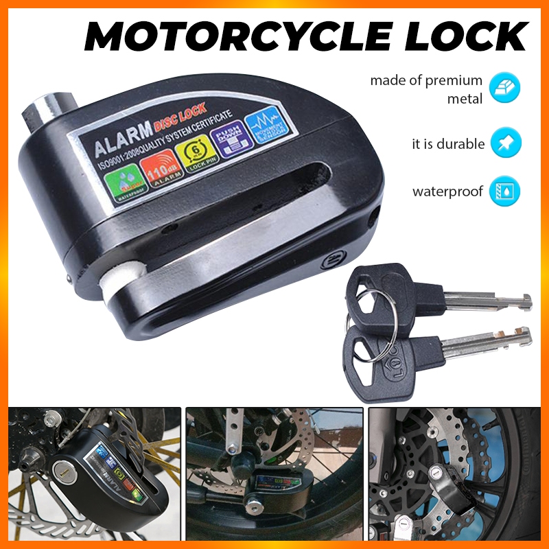 E&M Motorcycle Alarm Disc Lock Motorbike Anti-theft Lock Wheel Disc ...