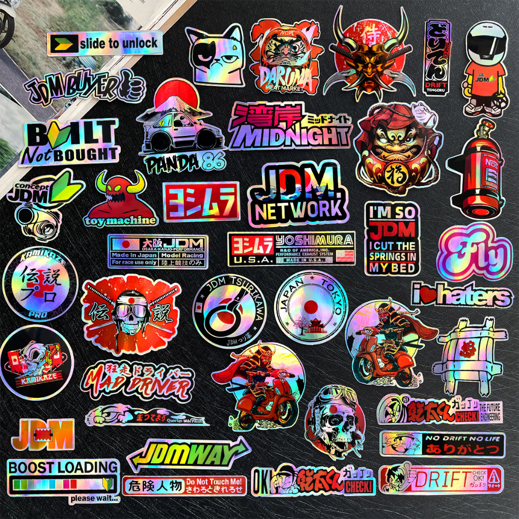 40PCS JDM Rainbow Car Motorcycle Accessories Vinyl Sticker SET ...