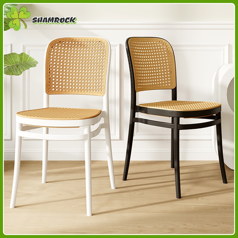 Dining Chair With Backrest Plastic Rattan Chair Nordic Plastic ...