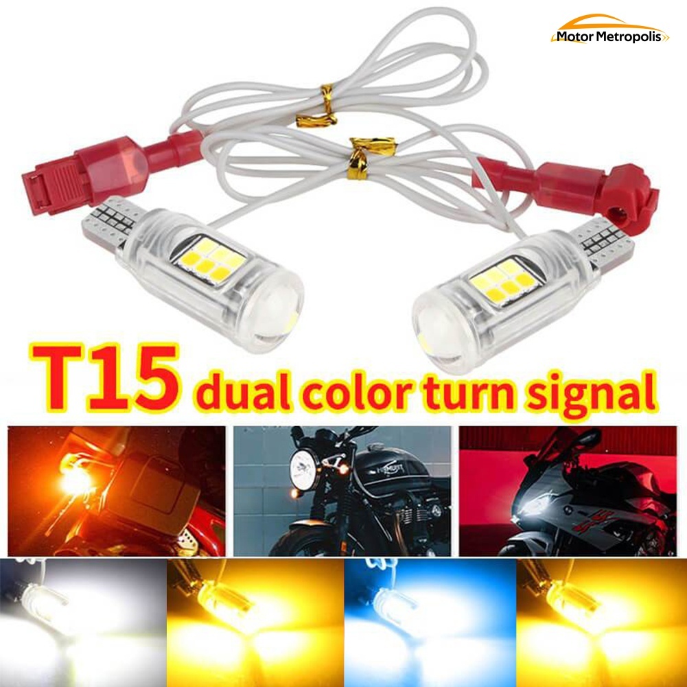 2PCS T10 Dual Color Motorcycle LED Turn Signal Width Indicator Light ...